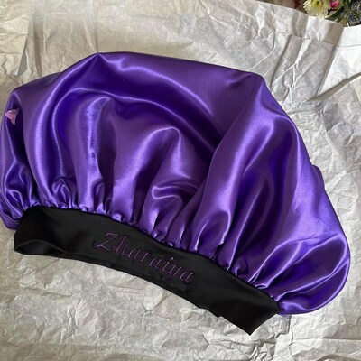 Custom Embroidered Satin Bonnet Personalized Name Hair Bonnet Holidays ...