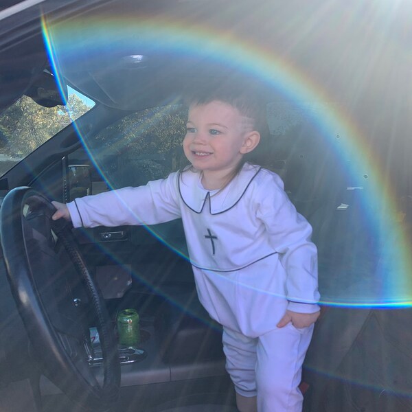 Kiran White W White Trim Baptism Outfit-pima Cotton Short-sleeve, Long ...