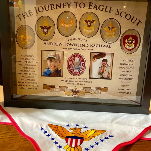 Journey to Eagle Plaque, 11x14 Wood Plaque, Eagle Scout Patches ...