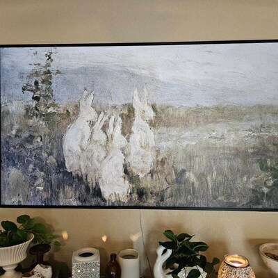 Vintage Spring Bunny Painting Instant Digital Download Frame TV Size ...