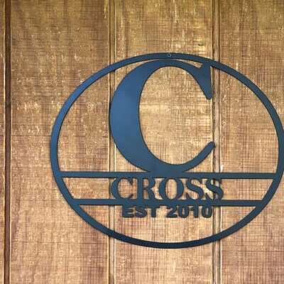 Monogram Name Sign Personalized Sign, Custom Established Date Monogram ...