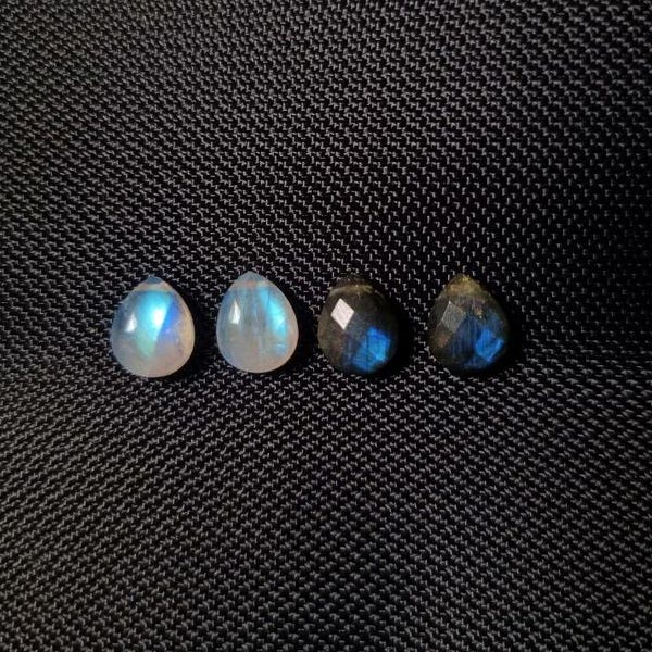 100% Natural Blue Flashy Rainbow Moonstone Size - 6x11 to 20x25 MM Both ...