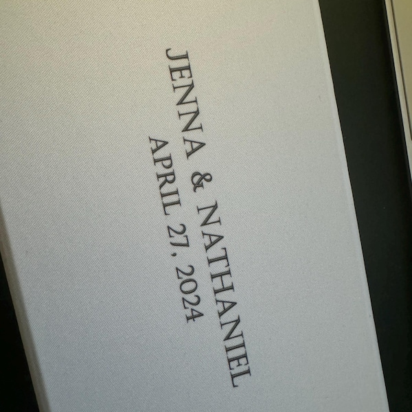 Personalized Linen USB Box and Glass USB Drive Light Gray Wedding USB ...