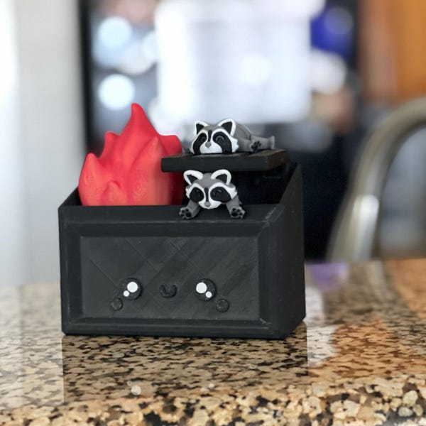 3D Printed Dumpster Fire Desk Figurine, Décor, Fun, Gag Gift, Stress ...