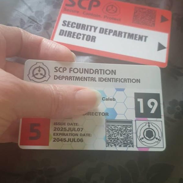 SCP Foundation Departmental ID Card / Badge - Customized With Your ...