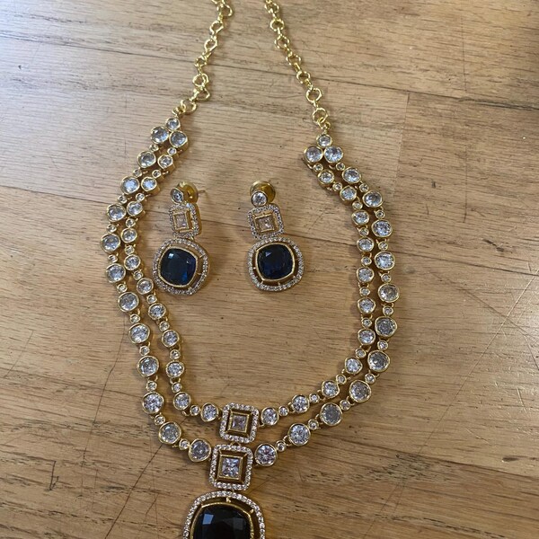 Traditional Mango Long Haram With Red Stone and Earrings/ South ...