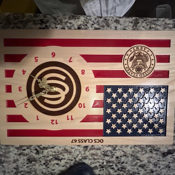 Custom Carved Military US Flag Clock - Etsy
