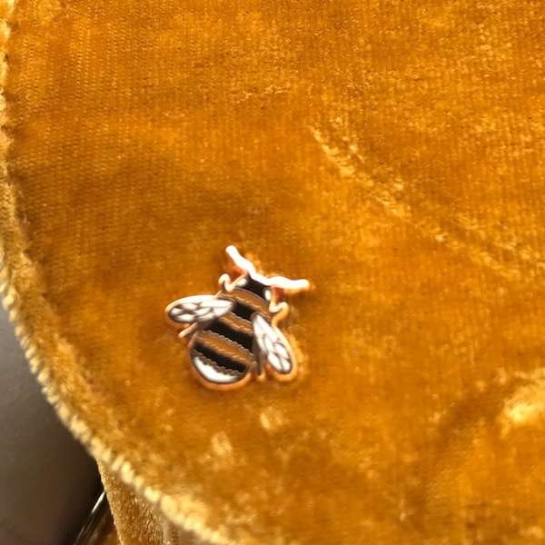 Mini Bee Rose Gold Pin, Tiny Hard Enamel Honeybee Lapel Badge, Nature ...