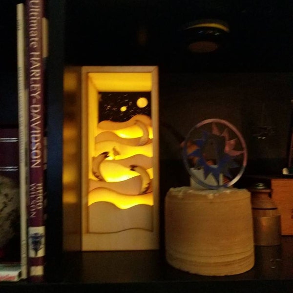 Sand Dune at Night Book Nook | Desert-themed Bookshelf Insert | 3D ...