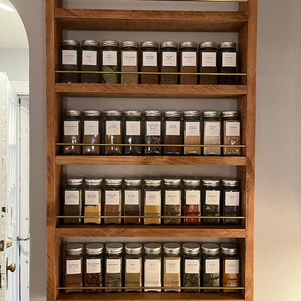 18" Wide Classy Brass or Stainless Steel Rod Spice Rack | 1-8 Shelf ...
