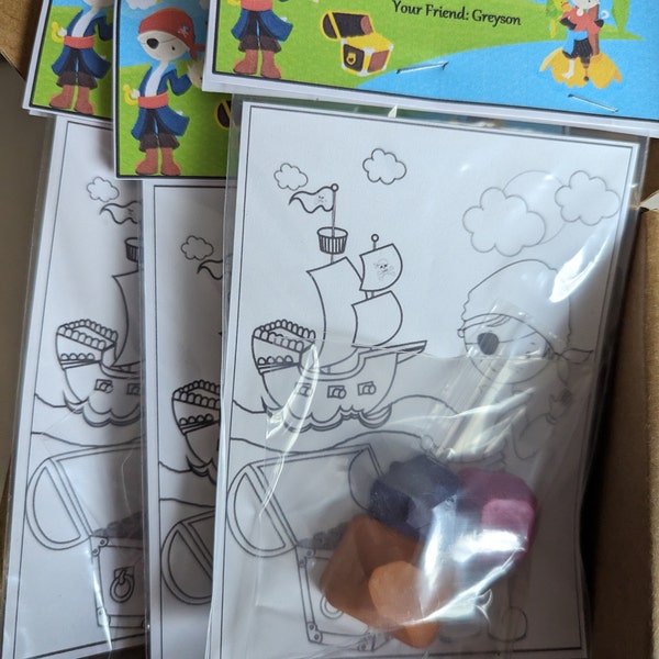 Pirate Boy Themed Coloring Kits With Crayons, Party Fillers Party ...
