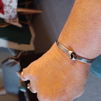 Silver Adjustable Bangle Bracelet With Crystals, Silver Bangle ...