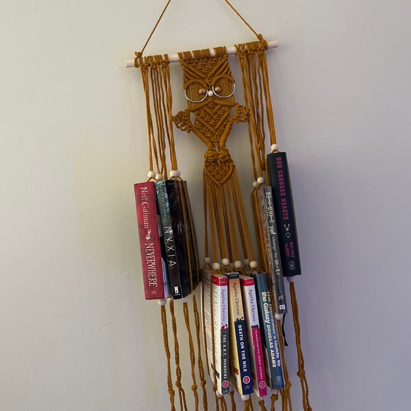 Owl Macrame Hanging Bookshelf, Boho Book Storage Organizer - Etsy