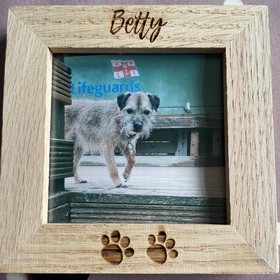 Personalised Paw Print Square Oak Photo Frame, Pet Memorial, Dog or Cat ...