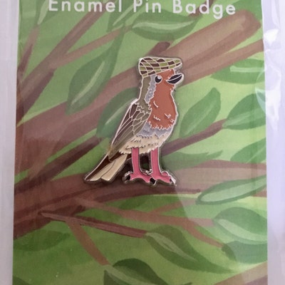 Robin Enamel Pin Badge Birds in Hats Robin in a Flat Cap Pin Badge ...