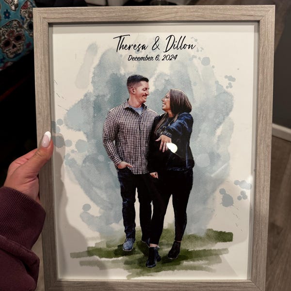 Couple Proposal Portrait, Custom Portrait From Photo, Engagement Gift ...