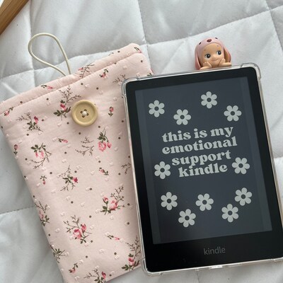 Flowers Kindle Sleeve, Pink Rose Kindle Pouch, Padded Kindle Cover ...