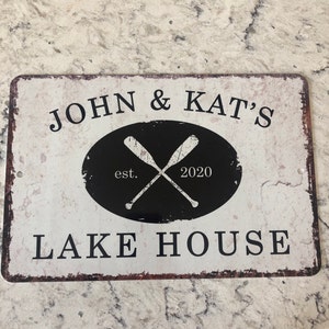 Personalized Vintage Distressed Look Lake House Metal Room Sign Rustic ...