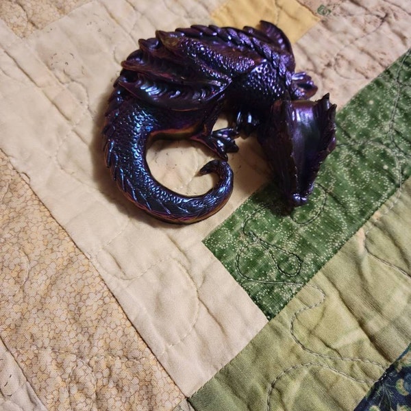 Dragon Decor, Water Dragon Statue on Base, Glittery Handmade Dragon - Etsy