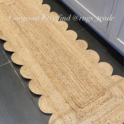 Jute Rug Scallop Natural Jute Scalloped Rug Jute Rug - Etsy