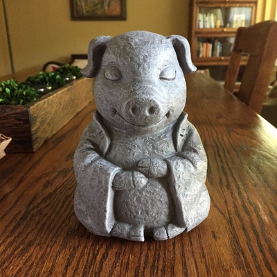Pig Statue, Meditating Buddha Pigs, Zen Animals, Pig Figures, Concrete ...