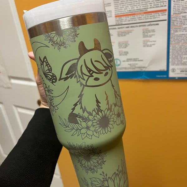Cow 40oz Cup|highland Cow Tumbler|highland 40oz Cup|baby Cow Tumbler ...