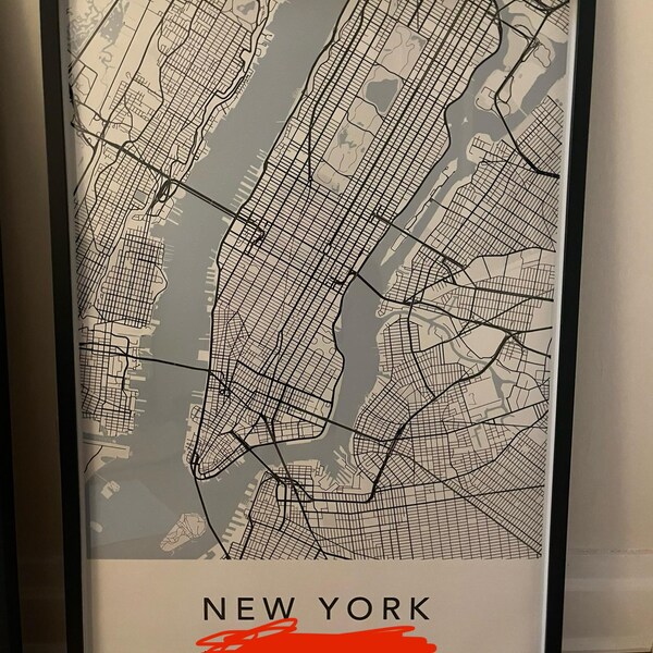 Custom City Map With Street Names Hometown Poster Wall Art Print and ...
