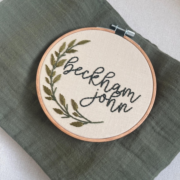 Hand Embroidered Name Hoop, Personalized Embroidery Hoop, Baby Name ...