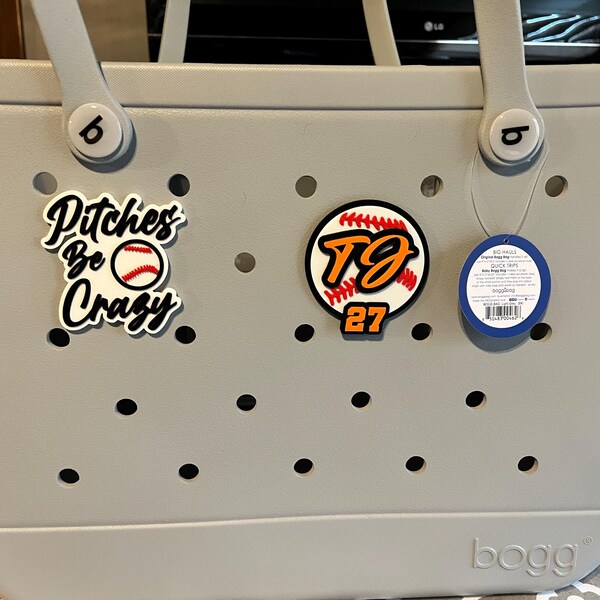 Personalized 3D Baseball Bogg Bag Tag, Custom Baseball Bogg Bag Charm ...