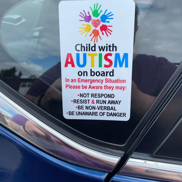 Child With Autism on Board Sticker Car Truck Window Vehicle Emergency ...