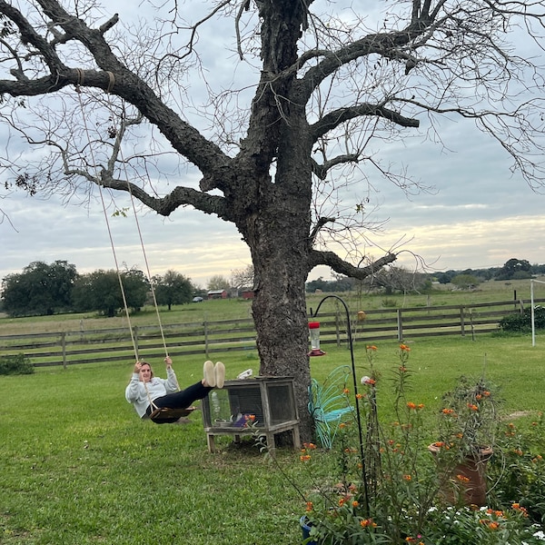 Handcrafted Wooden Tree Swing, Natural or Charred, Rope Included - Etsy