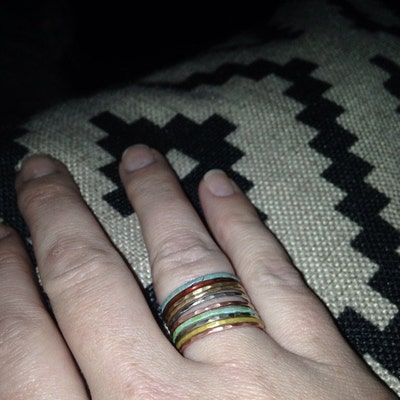 Stacking Rings / Thin Stacking Rings / Patina Stackable Rings / Stack / Silver Stack Ring ...