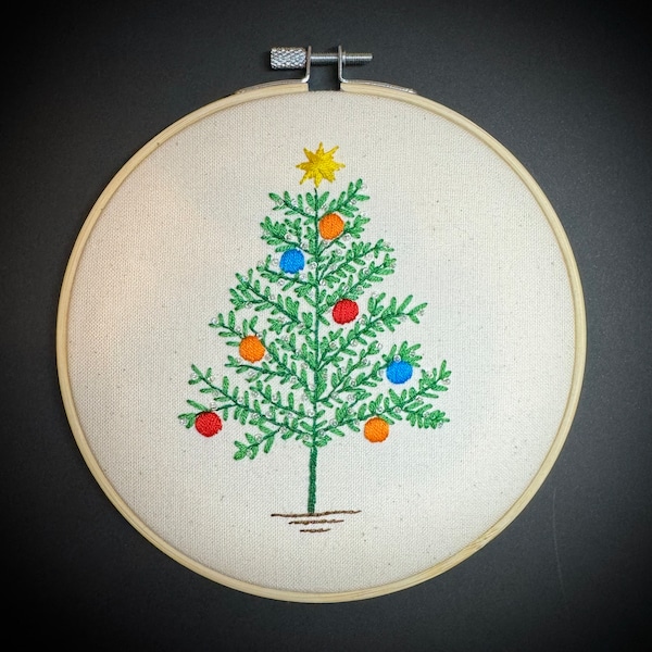 Christmas Tree Hand Embroidery Pattern, Beginner Christmas Embroidery ...