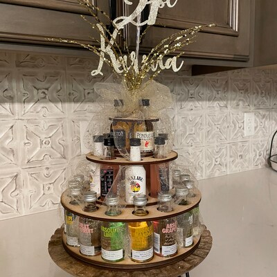 3 Tier Shot Cake, 21st Birthday Gift, Mini Liquor Bottle Stand, Funny ...