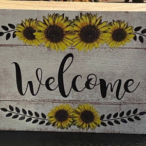 Welcome Sunflower Wooden Sign, Farmhouse Welcome Sign, Fall Sunflowers ...