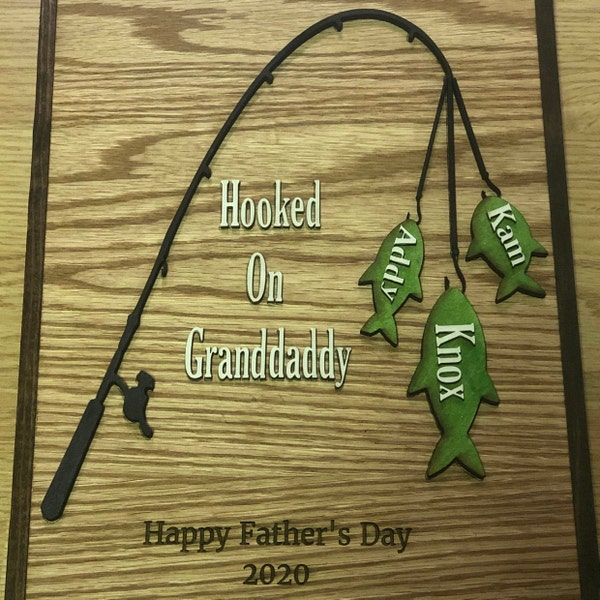 Hooked on Poppa Sign - Hooked on Dad Sign -laser Cut Wood Sign - Etsy