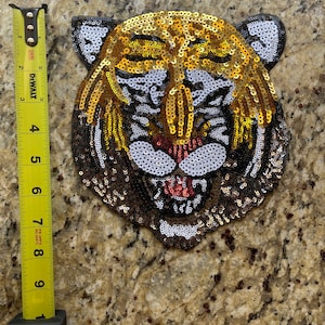Tiger Head Sequined Applique Patch,paillette Patch,sequins Tiger Patch Supplies for Coat,t-shirt ...