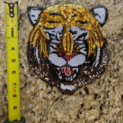 Tiger Head Sequined Applique Patch,paillette Patch,sequins Tiger Patch ...