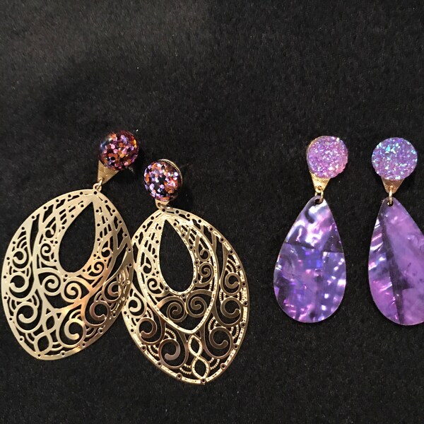 10pcs Teardrop Earring Posts Stainless Steel Gold Plated Waterdrop Stud ...