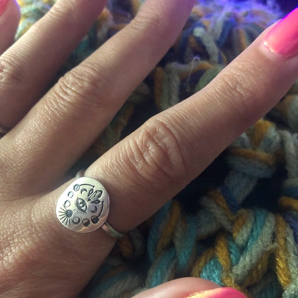 Silver Moon Ring Celestial Ring Moon Phase Ring Witch Ring Evil Eye ...