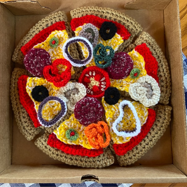 Crochet Pattern| Crochet Pizza Play Set | Pepperoni Shrimp Ham Octopus ...
