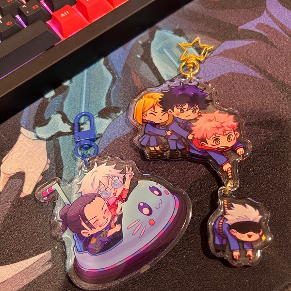 JJK] Sorcerer Trio + Gojo | Keychain Double-sided Dangling Charm - Etsy