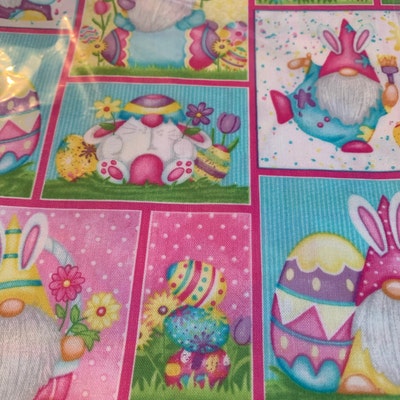 Easter Patchwork Cotton Fabric Hoppy Easter Gnomies Shelly - Etsy