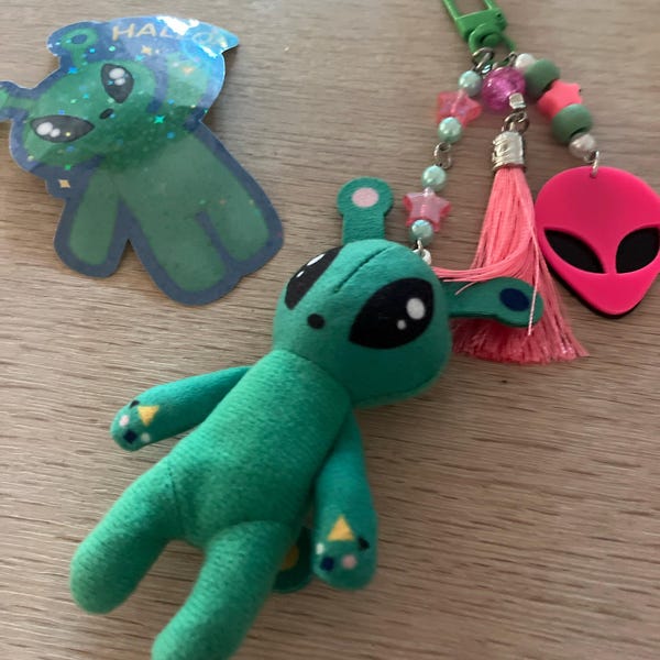 Handmade IKEA Alien Beaded Keychain Colourful Charm - Etsy