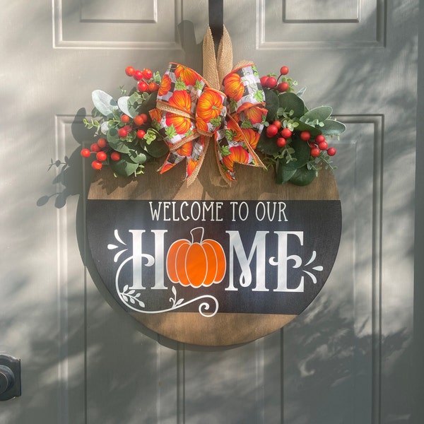 Fall Front Door Decor | Fall Door Hanger | Fall Welcome Sign | Seasonal ...