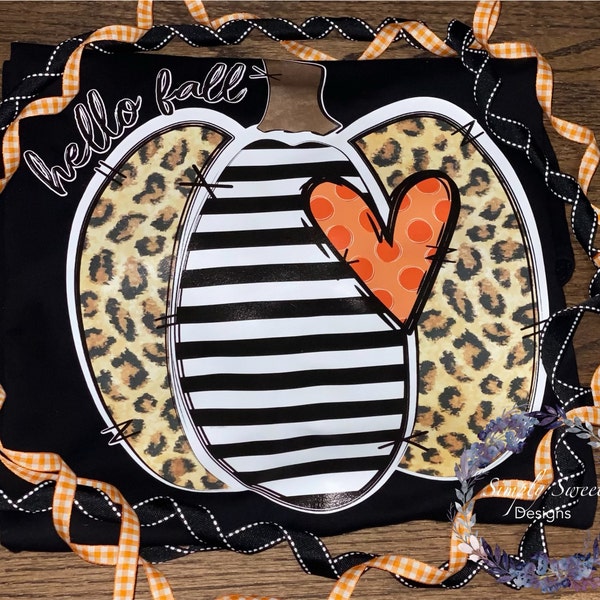 Sublimation & Htv Transfers Hello Fall Leopard Striped Pumpkin - Etsy