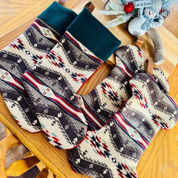 Inspired Navajo Christmas Stocking Made From Pendleton Wool | Rustic ...
