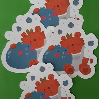 Cute Blueberry Bear Sticker Waterproof - Etsy