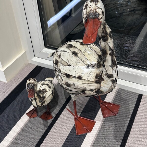 Metal Goose Garden Ornament Sculpture Art - Handmade Recycled Metal ...