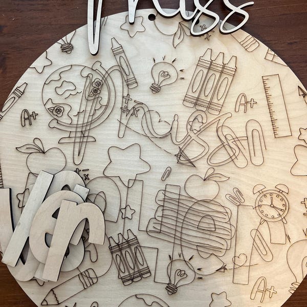 Printed Retro Teacher Sign, Teacher Decor, Teacher Door Hanger ...